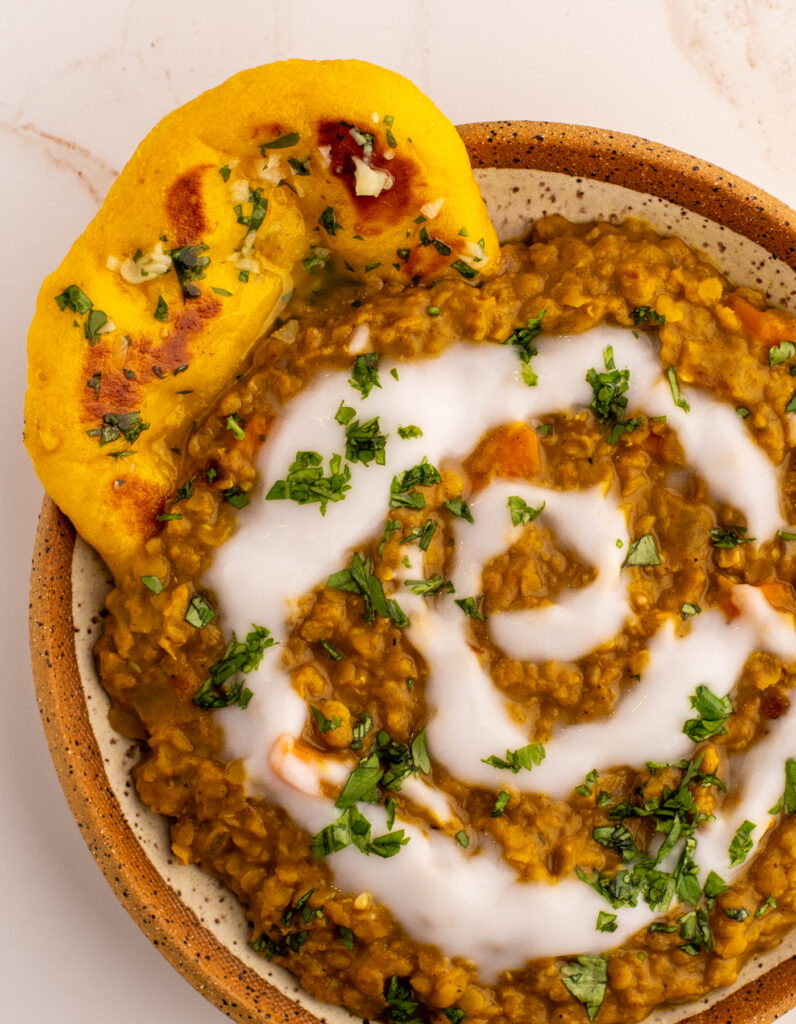 Pumpkin Red Lentil Dal with Garlic and Herb Pumpkin Naan - Create ...